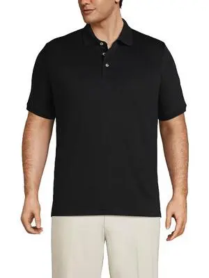 LANDS' END Short Sleeve Cotton Supima Polo Shirt - Black