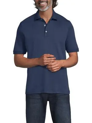 LANDS' END Short Sleeve Cotton Supima Polo Shirt Nightfall Blue