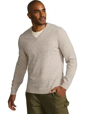 LANDS' END Fine Gauge Cashmere V-neck Sweater - Solstice Donegal