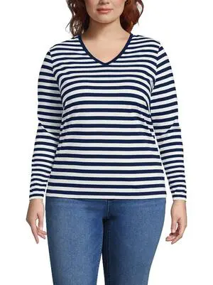 LANDS' END Supima Cotton Long-Sleeve V-Neck T-Shirt