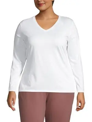 LANDS' END Supima Cotton Long-Sleeve V-Neck T-Shirt