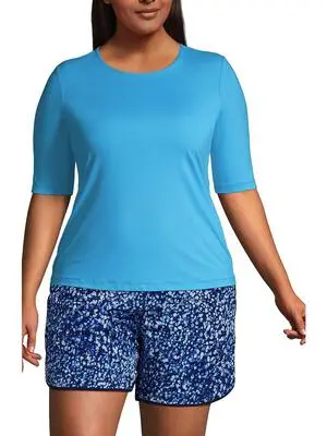 LANDS' END LANDS' END UPF 50 Elbow Sleeve Swim Tee Turquoise