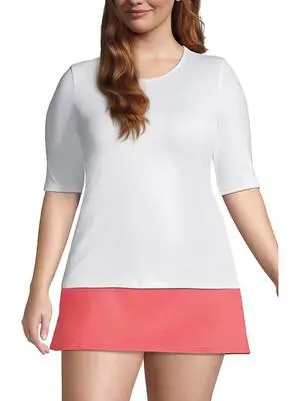 LANDS' END Upf 50 Elbow Sleeve Swim Tee - White