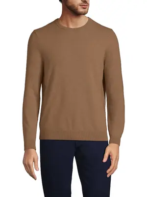 LANDS' END Fine Gauge Cashmere Sweater Classic Camel