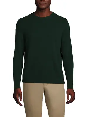 LANDS' END Fine Gauge Cashmere Sweater Dark Pine Green