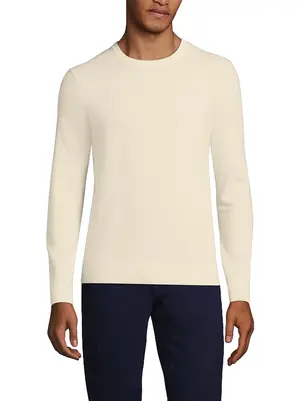 LANDS' END Fine Gauge Cashmere Sweater Fresh Ivory