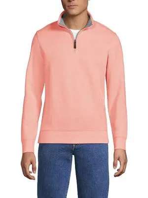 LANDS' END Bedford Rib Quarter Zip Pullover Sweater Crisp Peach Heather
