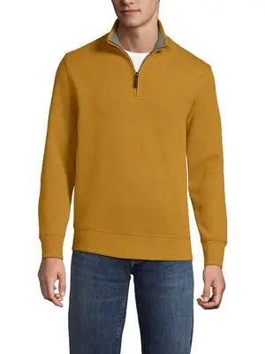 LANDS' END Bedford Rib Quarter Zip Pullover Sweater Dijon Gold