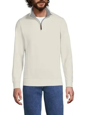 LANDS' END Bedford Rib Quarter Zip Pullover Sweater Light Stone