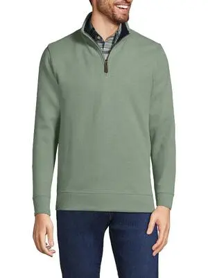 LANDS' END Bedford Rib Quarter Zip Pullover Sweater Lily Pad Green