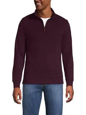 LANDS' END Bedford Rib Quarter Zip Pullover Sweater Lush Burgundy  Heather