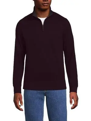 LANDS' END Bedford Rib Quarter Zip Pullover Sweater Midnight Plum