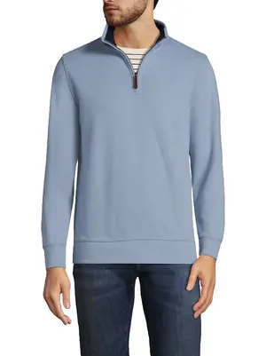 LANDS' END Bedford Rib Quarter Zip Pullover Sweater Pale Slate Blue