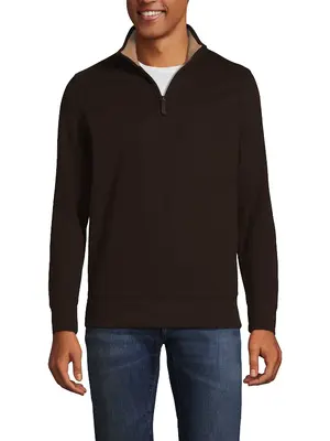 LANDS' END Bedford Rib Quarter Zip Pullover Sweater Rich Coffee