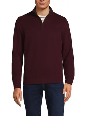 LANDS' END Bedford Rib Quarter Zip Pullover Sweater Royal Burgundy