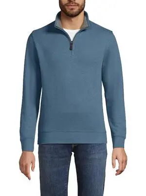 LANDS' END Bedford Rib Quarter Zip Pullover Sweater Soft Peacock
