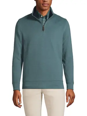 LANDS' END Bedford Rib Quarter Zip Pullover Sweater Tourmaline