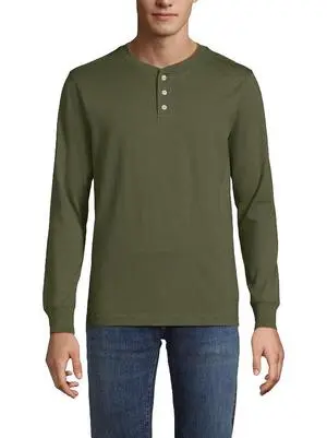 LANDS' END Super-t Long Sleeve Henley Shirt