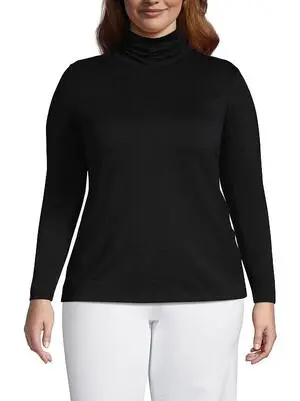 LANDS' END Long Sleeve Jersey Turtleneck - Black
