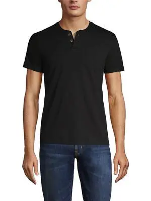 LANDS' END Short Sleeve Super-t Henley Black