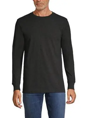 LANDS' END Super-t Long Sleeve T-shirt Dark Charcoal Heather
