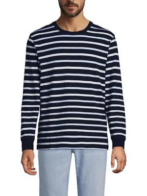 LANDS' END Super-t Long Sleeve T-shirt Radiant Navy/blue Stripe