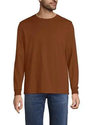 LANDS' END Super-t Long Sleeve T-shirt Rich Ginger Brown