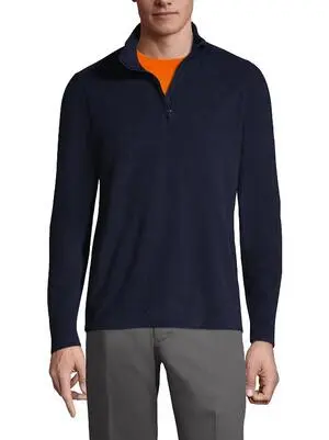 LANDS' END Lightweight Quarter Zip Fleece Pullover - Classic Navy
