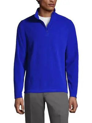 LANDS' END Lightweight Quarter Zip Fleece Pullover - Cobalt