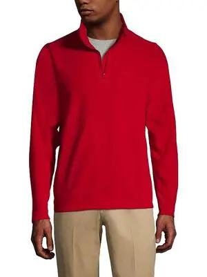 LANDS' END Lightweight Quarter Zip Fleece Pullover - Red