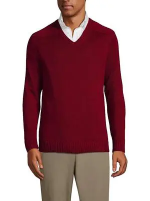 LANDS' END Cotton Modal V-neck Sweater - Garnet
