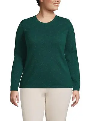 LANDS' END Cashmere Sweater - Bright Evergreen Donegal