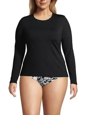 LANDS' END Crew Neck Long Sleeve UPF 50 Swim Tee