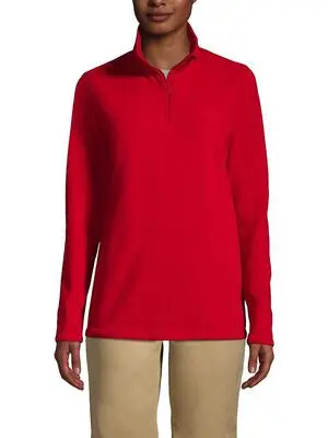 LANDS' END Lightweight Fleece Quarter Zip Pullover - Red
