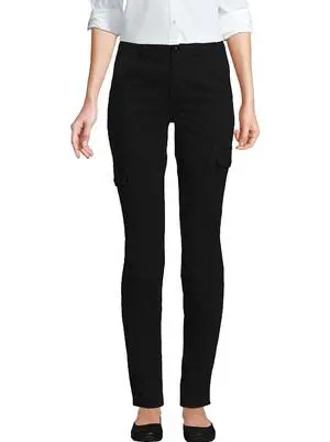 LANDS' END Mid Rise Slim Cargo Chino Pants Black