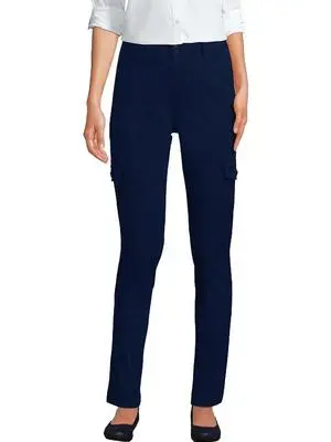 LANDS' END Mid Rise Slim Cargo Chino Pants - Deep Sea Navy
