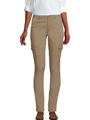 LANDS' END Mid Rise Slim Cargo Chino Pants Desert Tan
