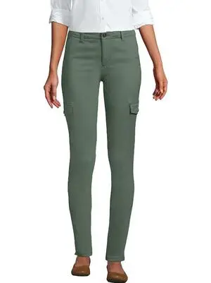 LANDS' END Mid Rise Slim Cargo Chino Pants Lily Pad Green