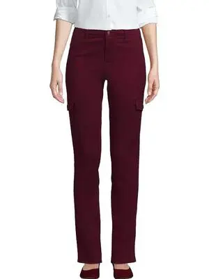 LANDS' END Mid Rise Slim Cargo Chino Pants Rich Burgundy