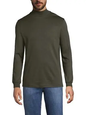 LANDS' END Lands' End Cotton Supima Mock Neck Long Sleeve T-Shirt