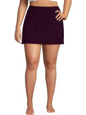 LANDS' END Tummy Control Swim Skirt - Dark Wine