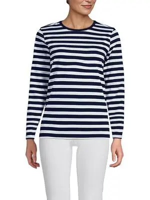 LANDS' END Lands' End Relaxed Supima Cotton Long Sleeve Crew Neck T-Shirt
