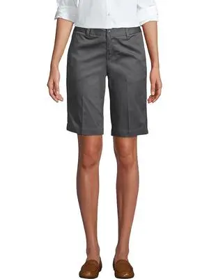 LANDS' END Plain Front Blend Chino Shorts - Arctic Gray
