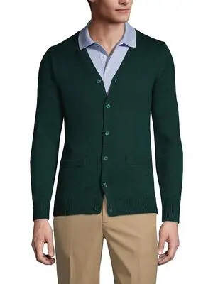 LANDS' END Cotton Modal Button-front Cardigan - Evergreen