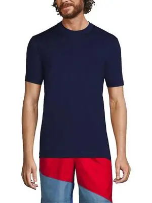 LANDS' END Short Sleeve Swim Tee Rash Guard - Deep Sea Navy