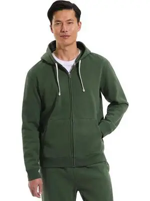 LANDS' END Full Zip Fleece Hoodie - Estate Green