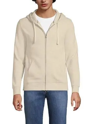 LANDS' END Full Zip Fleece Hoodie Flax Heather