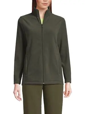 LANDS' END Full Zip Fleece Jacket - Forest Moss Green