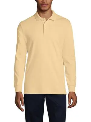 LANDS' END School Uniform Long Sleeve Interlock Polo Shirt - Maize