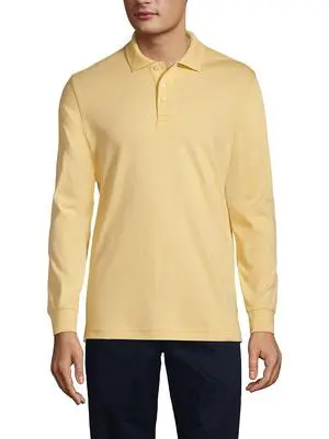 LANDS' END School Uniform Long Sleeve Interlock Polo Shirt Maize